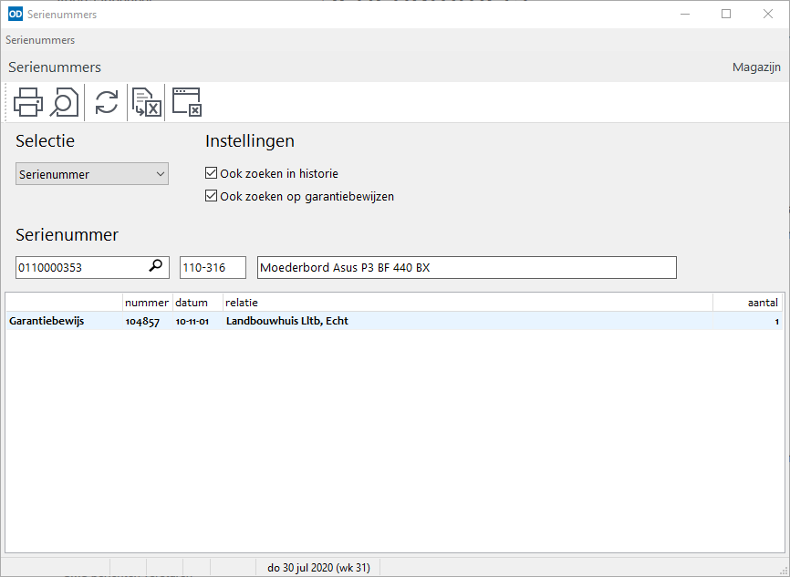 Serienummers Order Direct
